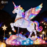 China Custom Fantasy Unicorn LED Lantern, Large Mythical Animal Light Sculpture for Theme Park & Carnival Light Festival for sale
