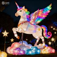 China Custom Fantasy Unicorn LED Lantern, Large Mythical Animal Light Sculpture for Theme Park & Carnival Light Festival for sale