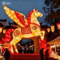 China Custom Pegasus Winged Horse Zigong Lantern, Giant Mythical Flying Horse LED Light Sculpture, Waterproof Large Outdoor Festival Light Installation for sale
