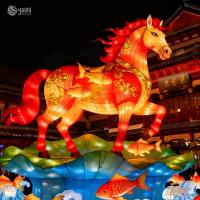 China Custom Pegasus Winged Horse Zigong Lantern, Giant Mythical Flying Horse LED Light Sculpture, Waterproof Large Outdoor Festival Light Installation for sale