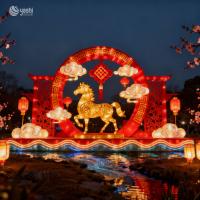 China Custom Pegasus Winged Horse Zigong Lantern, Giant Mythical Flying Horse LED Light Sculpture, Waterproof Large Outdoor Festival Light Installation for sale
