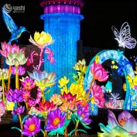 China Custom Lotus Flower Lighthouse & Butterfly Arch LED Lantern Installation, Oriental Floral Light Sculpture for Garden Lantern Festival for sale