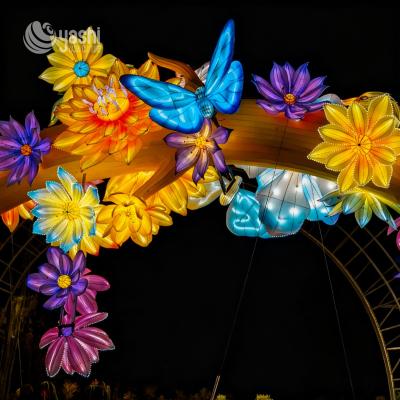 China Custom Giant Flower & Butterfly Arch LED Lantern, Floral Butterfly Entrance Light Sculpture for Lantern Festival for sale