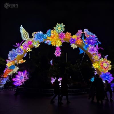 China Custom Flower Bird & Butterfly Arch Lantern, Large Walk‑Through Floral Animal LED Light Arch Installation for Park, Garden & Lantern Festival for sale