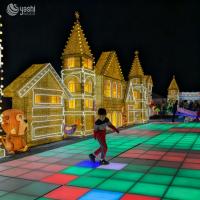 China Custom LED Light Wire Castle House Sculpture, Giant Golden Fairy‑Tale Building Light Display, Waterproof Large Outdoor Christmas Festival Light Installation for sale
