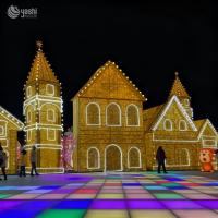 China Custom LED Light Wire Castle House Sculpture, Giant Golden Fairy‑Tale Building Light Display, Waterproof Large Outdoor Christmas Festival Light Installation for sale