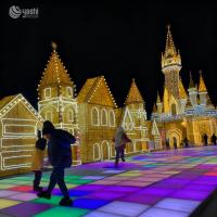 China Custom LED Light Wire Castle House Sculpture, Giant Golden Fairy‑Tale Building Light Display, Waterproof Large Outdoor Christmas Festival Light Installation for sale