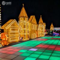 China Custom LED Light Wire Castle House Sculpture, Giant Golden Fairy‑Tale Building Light Display, Waterproof Large Outdoor Christmas Festival Light Installation for sale
