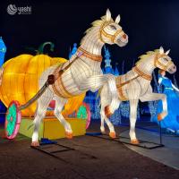 China Custom Cinderella Pumpkin Carriage Lantern Set, Fairy Tale Horse‑Drawn Carriage LED Light Sculpture for sale