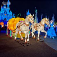 China Custom Cinderella Pumpkin Carriage Lantern Set, Fairy Tale Horse‑Drawn Carriage LED Light Sculpture for sale