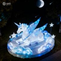 China Custom Winged Unicorn Lantern, Large LED Pegasus Light Sculpture With Cloud & Star Decor for Fantasy Theme Festival for sale