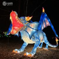 China Custom Blue Winged Dragon Lantern Group, Large Mythical Dragon LED Light Sculpture Set for Theme Park & Night Light Festival for sale