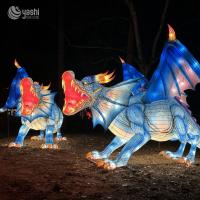 China Custom Blue Winged Dragon Lantern Group, Large Mythical Dragon LED Light Sculpture Set for Theme Park & Night Light Festival for sale