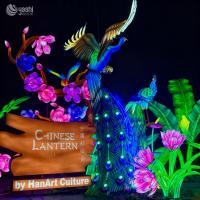 China Custom Peacock & Tropical Flower LED Lantern Entrance Display, Chinese Lantern Festival Animal Floral Light Sculpture for sale