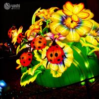 China Custom Ladybug & Flower LED Lantern Installation, Garden‑Theme Insect Floral Light Sculpture for Nature Light Festival for sale