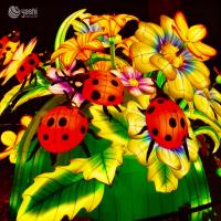 China Custom Ladybug & Flower LED Lantern Installation, Garden‑Theme Insect Floral Light Sculpture for Nature Light Festival for sale
