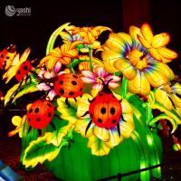 China Custom Ladybug & Flower LED Lantern Installation, Garden‑Theme Insect Floral Light Sculpture for Nature Light Festival for sale