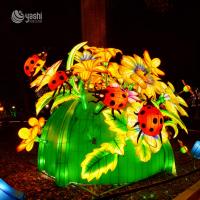China Custom Ladybug & Flower LED Lantern Installation, Garden‑Theme Insect Floral Light Sculpture for Nature Light Festival for sale