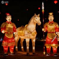 China Custom Terracotta Warrior Lantern Set | Ancient Chinese Soldier & Horse LED Light Sculpture for Cultural Theme Exhibition for sale