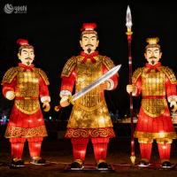 China Custom Terracotta Warrior Lantern Set | Ancient Chinese Soldier & Horse LED Light Sculpture for Cultural Theme Exhibition for sale