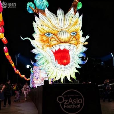 China Custom Giant Chinese Dragon Head Zigong Lantern, Traditional Oriental Dragon LED Light Sculpture, Waterproof Large‑Scale Outdoor Festival Light Installation for sale