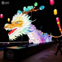 China Custom Giant Chinese Dragon Head Zigong Lantern, Traditional Oriental Dragon LED Light Sculpture, Waterproof Large‑Scale Outdoor Festival Light Installation for sale
