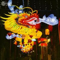 China Custom Giant Chinese Dragon Head Zigong Lantern, Traditional Oriental Dragon LED Light Sculpture, Waterproof Large‑Scale Outdoor Festival Light Installation for sale