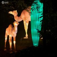 China Custom Desert Camel & Cactus Lantern Set, Realistic Animal LED Light Sculpture for Theme Light Festival for sale