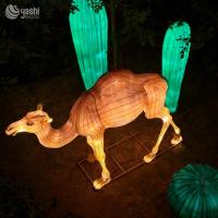China Custom Desert Camel & Cactus Lantern Set, Realistic Animal LED Light Sculpture for Theme Light Festival for sale