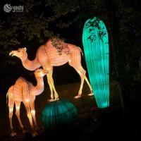 China Custom Desert Camel & Cactus Lantern Set, Realistic Animal LED Light Sculpture for Theme Light Festival for sale