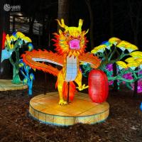 China Custom Vivid Coiled Chinese Dragon Zigong Lantern, Traditional Oriental Dragon LED Light Sculpture with Display Base, Waterproof Outdoor Festival Light Installation for sale