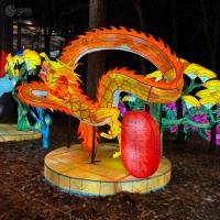 China Custom Vivid Coiled Chinese Dragon Zigong Lantern, Traditional Oriental Dragon LED Light Sculpture with Display Base, Waterproof Outdoor Festival Light Installation for sale