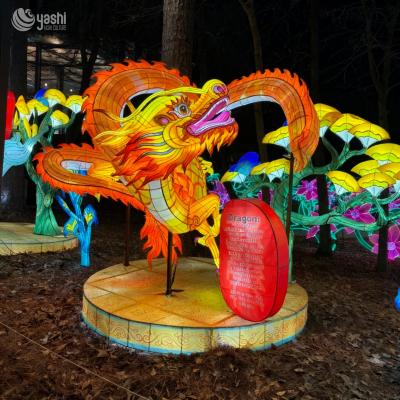 China Custom Vivid Coiled Chinese Dragon Zigong Lantern, Traditional Oriental Dragon LED Light Sculpture with Display Base, Waterproof Outdoor Festival Light Installation for sale