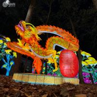 China Custom Vivid Coiled Chinese Dragon Zigong Lantern, Traditional Oriental Dragon LED Light Sculpture with Display Base, Waterproof Outdoor Festival Light Installation for sale