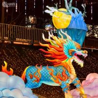 China Custom Giant Chinese Dragon Head Zigong Lantern, Vivid Mythical Dragon LED Light Sculpture with Flame Decor, Waterproof Large Outdoor Festival Light Installation for sale