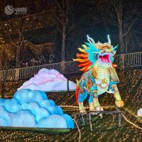 China Custom Giant Chinese Dragon Head Zigong Lantern, Vivid Mythical Dragon LED Light Sculpture with Flame Decor, Waterproof Large Outdoor Festival Light Installation for sale