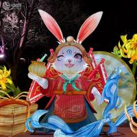 China Custom Mid‑Autumn Moon & Jade Rabbit LED Lantern, Large Photo‑Op Light Sculpture for Festival Park Display for sale