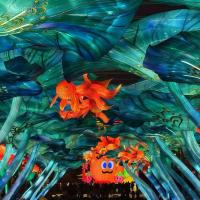 China Custom Lotus Pond Goldfish & Lotus Leaf Walk‑Through Light Tunnel, Oriental Themed Giant Lantern Installation for Cultural Festival for sale