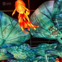 China Custom Lotus Pond Goldfish & Lotus Leaf Walk‑Through Light Tunnel, Oriental Themed Giant Lantern Installation for Cultural Festival for sale