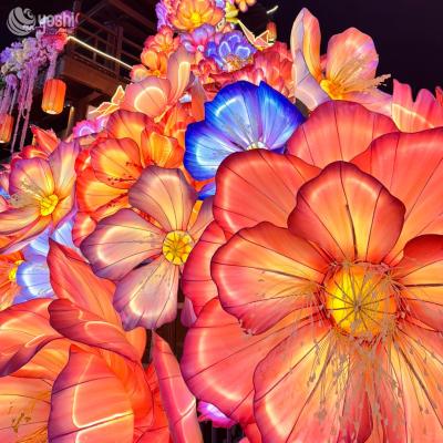 China Custom Giant Mixed Colorful Flower LED Lantern Installation, Large‑Scale Floral Light Sculpture for Grand Park Light Festival for sale