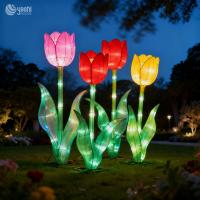 China Custom Giant Tulip Flower LED Lantern Set, Multicolor Floral Light Sculpture for Garden Park Outdoor Light Festivall for sale