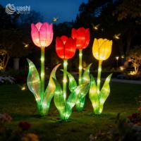 China Custom Giant Tulip Flower LED Lantern Set, Multicolor Floral Light Sculpture for Garden Park Outdoor Light Festivall for sale