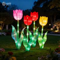 China Custom Giant Tulip Flower LED Lantern Set, Multicolor Floral Light Sculpture for Garden Park Outdoor Light Festivall for sale