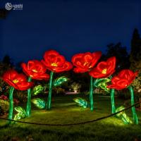China Custom Giant Tulip Flower LED Lantern Set, Multicolor Floral Light Sculpture for Garden Park Outdoor Light Festivall for sale