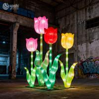 China Custom Giant Tulip Flower LED Lantern Set, Multicolor Floral Light Sculpture for Garden Park Outdoor Light Festivall for sale