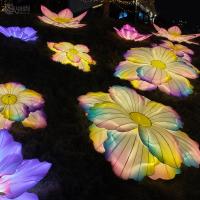 China Custom Pink & Yellow Lotus Lantern With Rockery, Large LED Floral Light Sculpture for Chinese Lantern Festival for sale