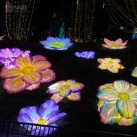 China Custom Pink & Yellow Lotus Lantern With Rockery, Large LED Floral Light Sculpture for Chinese Lantern Festival for sale