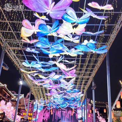 China Custom Colorful Butterfly Hanging Light Tunnel, LED Canopy Walk‑Through Lantern Installation for Park, Garden & Lantern Festival for sale
