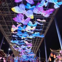 China Custom Colorful Butterfly Hanging Light Tunnel, LED Canopy Walk‑Through Lantern Installation for Park, Garden & Lantern Festival for sale