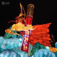 China Custom Chinese Ancient Beauty Zigong Lantern Scene, Giant Musical Lady Playing Pipa LED Light Sculpture with Bird & Lotus, Waterproof Traditional Festival Light Installation for sale